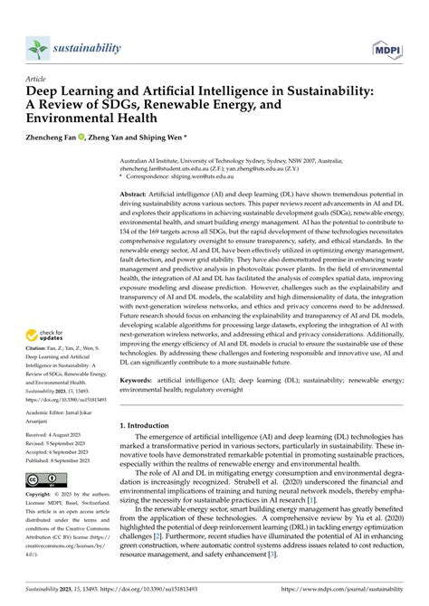 Pdf Deep Learning And Artificial Intelligence In Sustainability A Review Of Sdgs Renewable