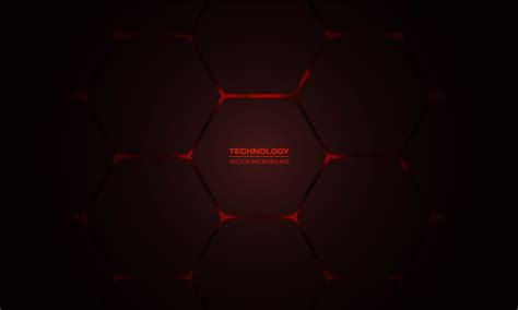어두운 빨간색 육각형 기술 추상 벡터 배경 미래지향적인 현대 기술 벡터 일러스트레이션으로 육각형 아래에서 붉은 밝은 에너지가 깜박입니다 진한 빨간색 벌집 텍스처 그리드 0