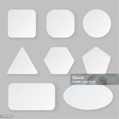 원 사각형 오각형 육각형 삼각형 Heptagon 사각형의 빈 버튼 아이콘 세트입니다 0명에 대한 스톡 벡터 아트 및 기타 이미지