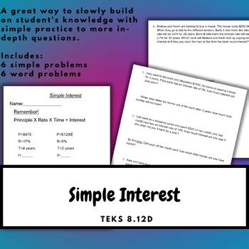 Simple Interest Word Problems By Bright Ideas Boutique TPT