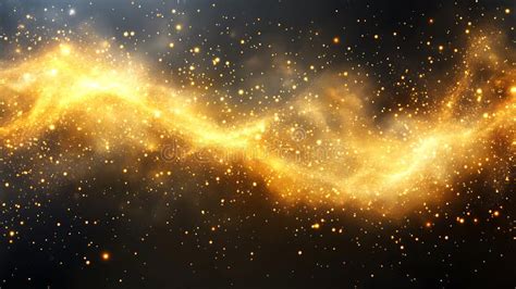 Golden Particle Stream Sparkle Nebula Cosmic Dust Background Brilliant Light Effect Glowing