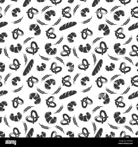 Bakery Seamless Pattern Design With Products And Wheat Bakery Vector