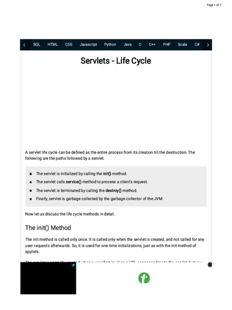 Servlets Life Cycle Pdf World Wide Web Internet And Web