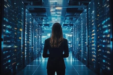 Premium Ai Image Data Dynamo Young Professional In Server Room