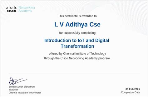 Ai Cybersecurity Iot Datascience Cisco Courses L V Adithya