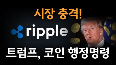 리플xrp 시장 충격 트럼프 코인 행정명령 Youtube