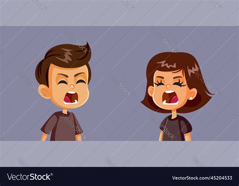 Siblings Screaming At Each Other Cartoon Vector Image