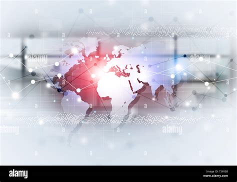 Visual Interface Technology Concept Connections Background On World Map