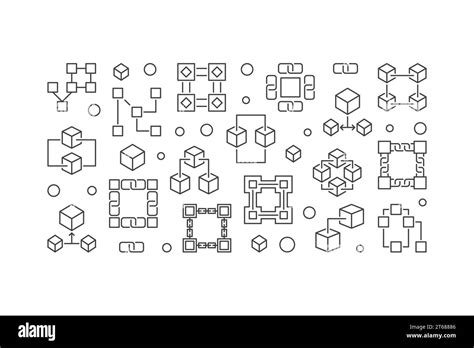 Block Chain Technology Horizontal Banner Vector Blockchain
