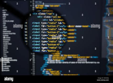 Real Html Code Developing Screen Programing Workflow Abstract Algorithm Concept Lines Of Html