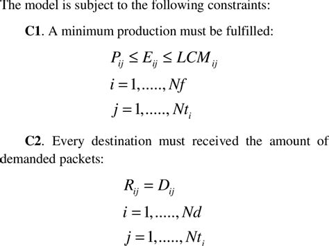 parameters and decision variables used in the model download table