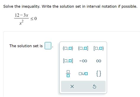 Solved Solve The Inequality Write The Solution Set In