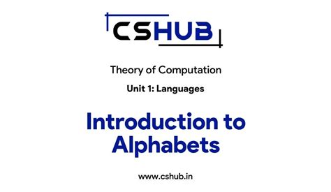 Introduction To Alphabets Theory Of Computation