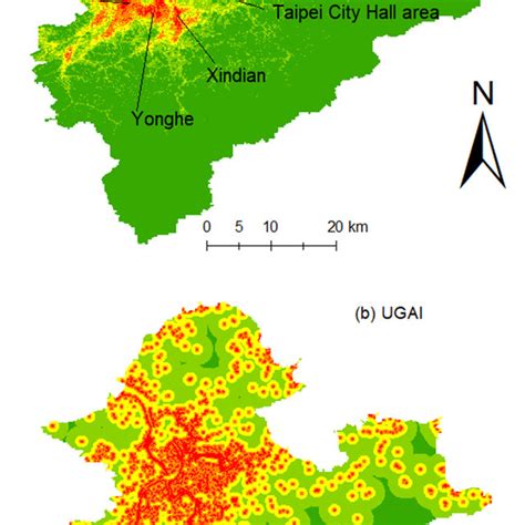 A Urban Compactness Index Uci And B Urban Green Accessibility Download Scientific Diagram