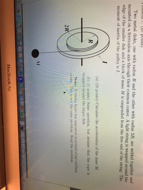solved two metal disks one with radius r and the other with