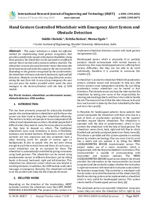 pdf irjet hand gesture controlled wheelchair with emergency alert system and obstacle detection
