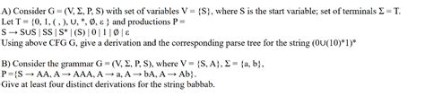 Solved A Consider The Following Context Free Grammar S A Chegg Com