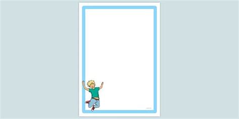 Simple Blank Boy Jumping Page Border Page Borders Twinkl