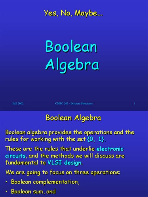 Yes No Maybe Boolean Algebra Pdf Boolean Algebra Teaching