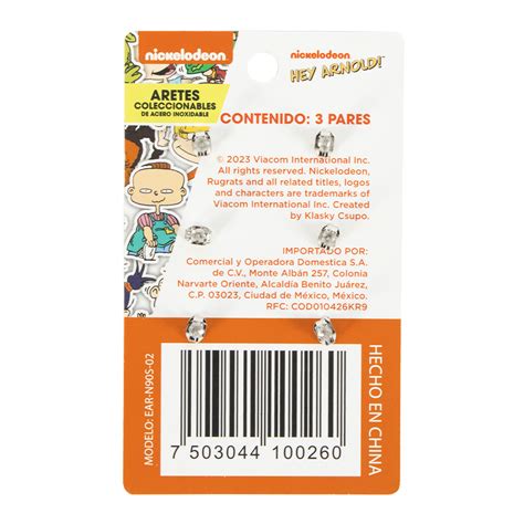 Aretes Kit 3 Piezas Hey Arnold Nick Geek Industry Edición Limitada
