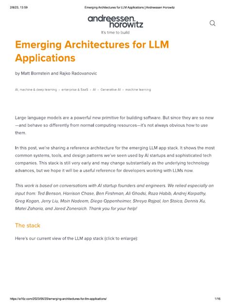 Emerging Architectures For Llm Pdf