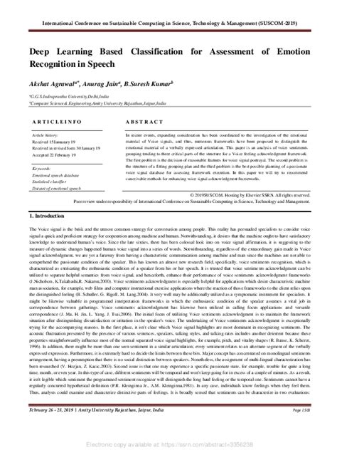 pdf deep learning based classification for assessment of emotion