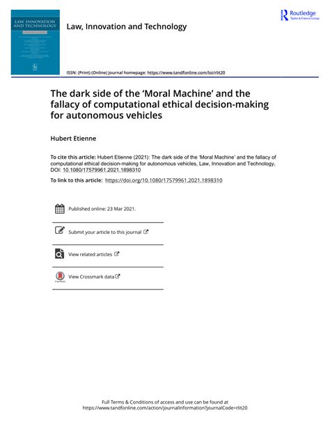 Pdf The Dark Side Of The Moral Machine And The Fallacy Of