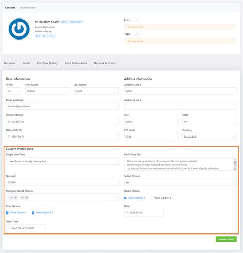 Custom Contact Fields Fluentcrm