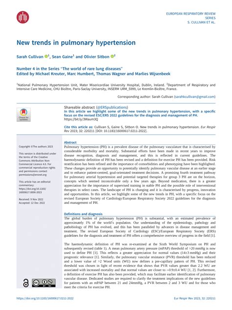Pdf New Trends In Pulmonary Hypertension