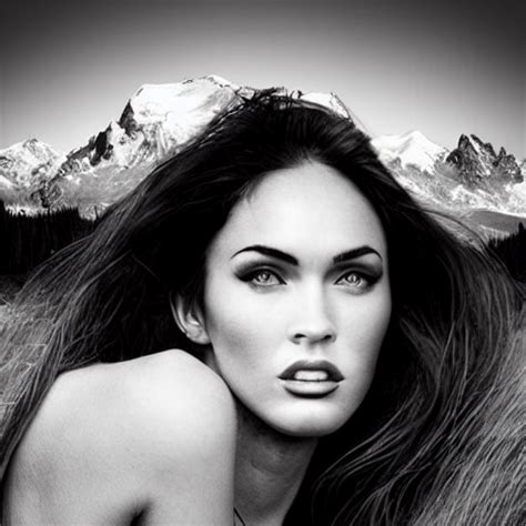 Megan Fox Portrait Black And White