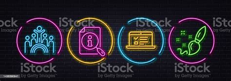 포함 웹 강의 및 검색 최소 줄 아이콘 웹 응용 프로그램의 경우 인쇄 네온 레이저 3d 조명 벡터 3차원 형태에 대한 스톡 벡터