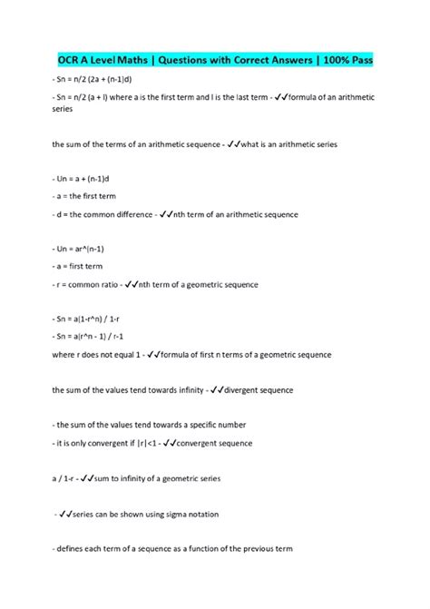 Ocr A Level Maths Questions With Correct Answers 100 Pass Ocr A Level Stuvia Us