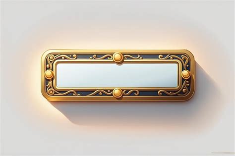 Premium Photo Long Rectangular UX Button With Intricate Gold Border D Cartoon Vector Flat