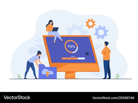 Tiny Programmers Upgrading Operation System Vector Image