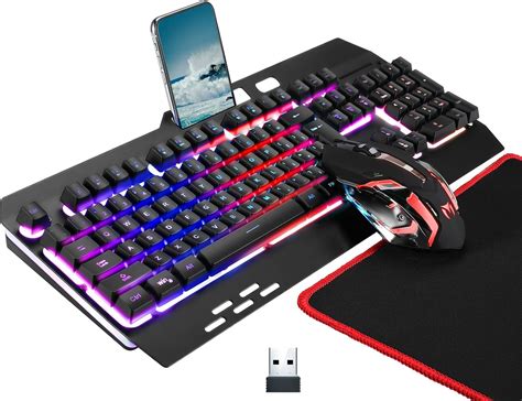 Amazon Com Wireless Rgb Gaming Keyboard And Mouse Rechargeable Backlit Long Battery Life