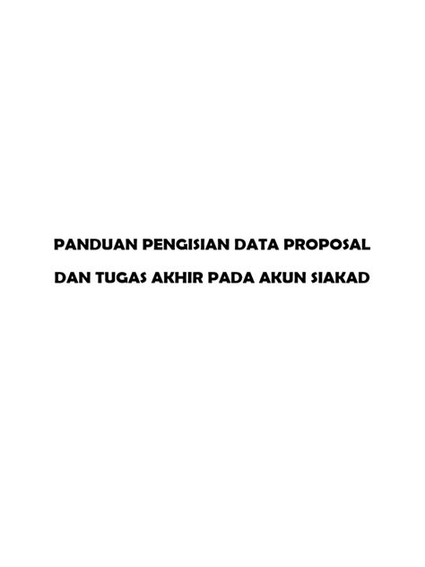 Panduan Pengisian Data Proposal Dan Skripsi Pada Siakad Pdf