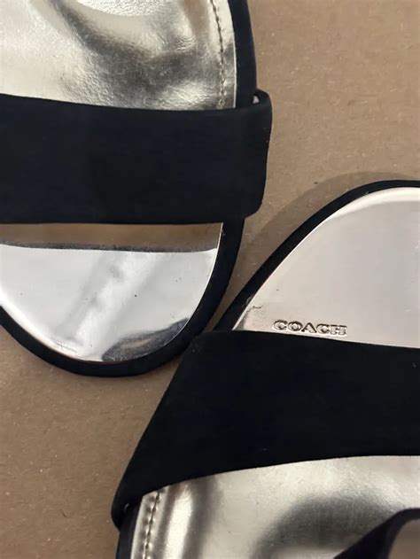 Coach Womens Size 85 Heels Black Gold Used Good Salvos Stores