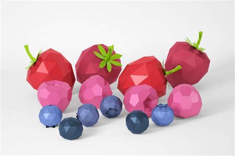 Set Fruit Papercraft Templates Blueberry Huckleberry Raspberry Strawberry Lacrafta Set Fruit Papercraft Templates Blueberry Huckleberry Raspberry Strawberry Lacrafta