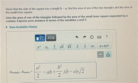 Solved Given That The Side Of The Square Has A Length B A Chegg Com