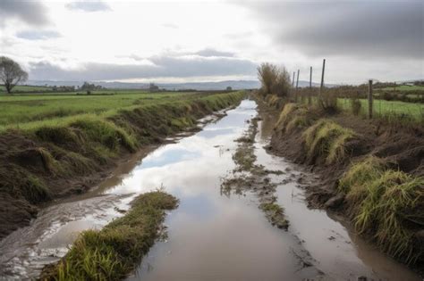 Premium Ai Image Runoff From Farm Fields Fills Stream With Cloudy