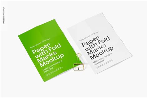 Premium PSD Papers With Fold Marks Mockup High Angle View