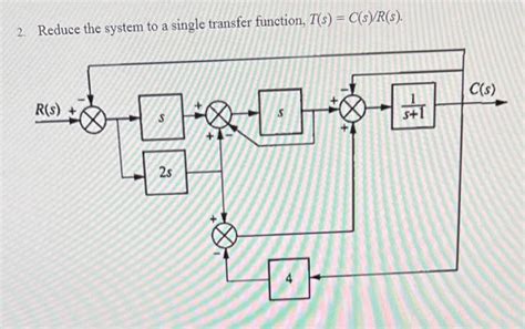 Solved 2 Reduce The System To A Single Transfer Function