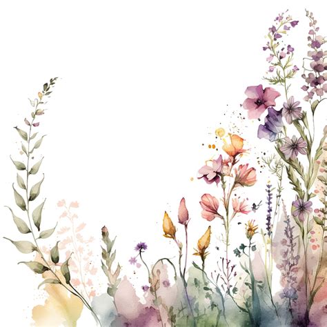 Watercolor Floral Border Template