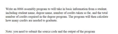 Solved Write An 8086 Assembly Program To Will Take In Basic