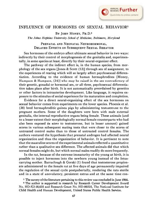 Influence Of Hormones On Sexual Behavior Annual Reviews