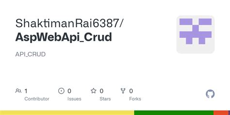 GitHub ShaktimanRai AspWebApi Crud API CRUD
