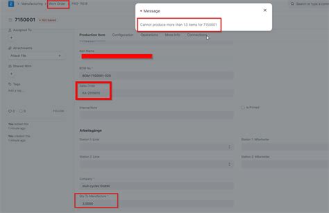 Work Order Throws Overproduction Error If Item Exists Multiple Times In