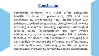 Advantages Of Server Side Rendering SSR In Vue Js Development PPT