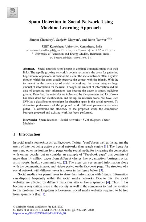Pdf Spam Detection In Social Network Using Machine Learning Approach