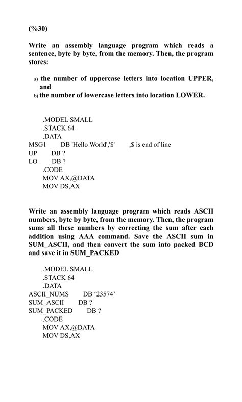 solved 30 write an assembly language program which reads